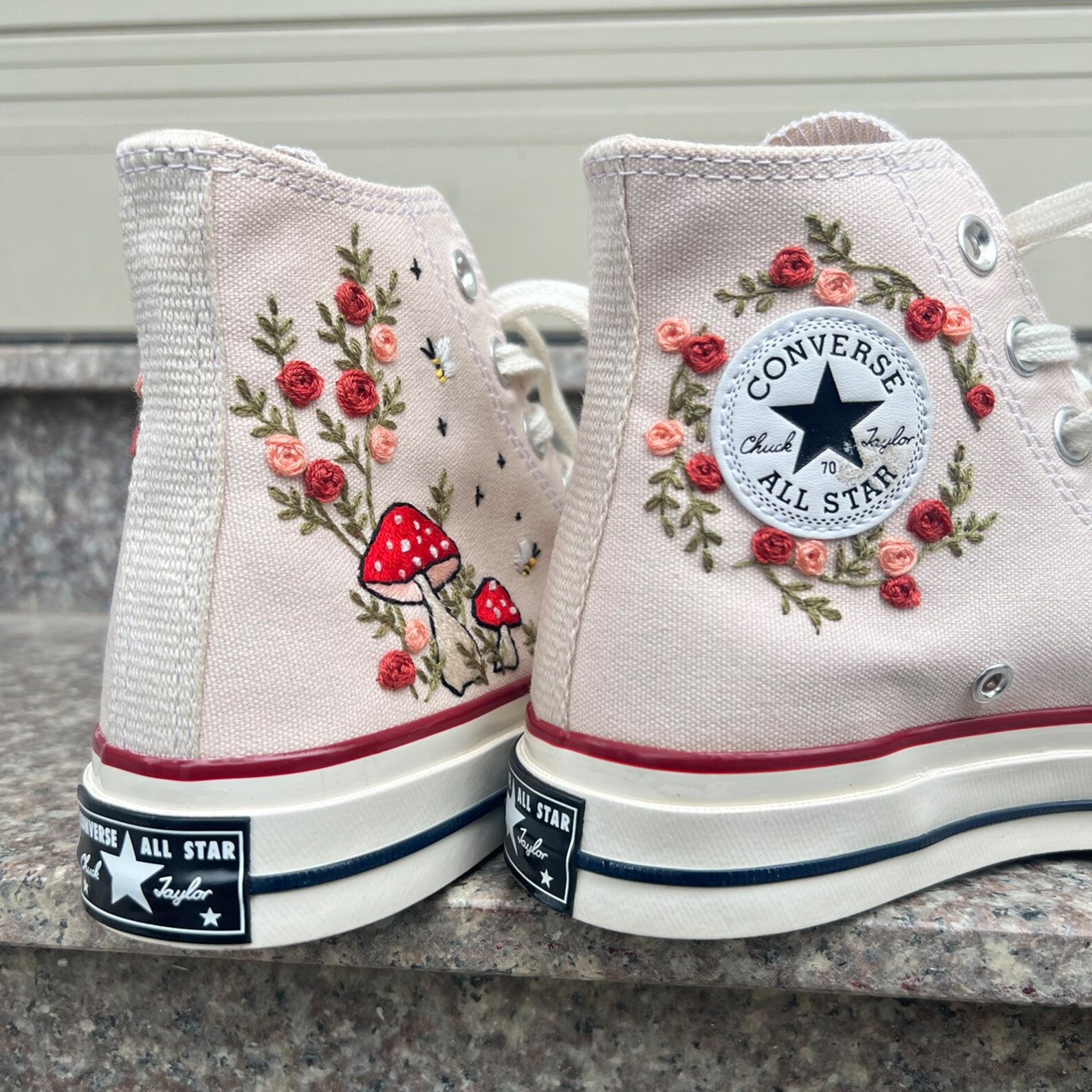 Converse High Tops/ Mushroom Converse/ Flower Converse/ Logo Mushroom ...