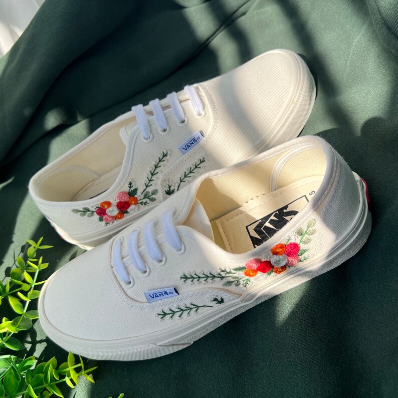 Embroidered Shoes/ Custom Vans Shoes/ Embroidered Vans Bouquet - Etsy