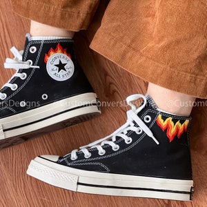 Custom Converse Chuck Taylor 1970s/embroidered Fire Converse/fire ...