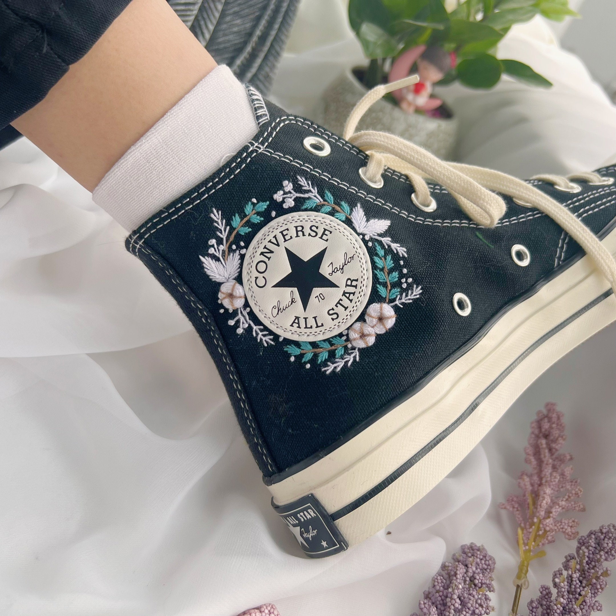 Embroidered Converse/custom Converse/converse High Tops - Etsy