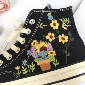 Embroidered Converse/custom Converse Hi Tops/converse Yellow Daisy ...