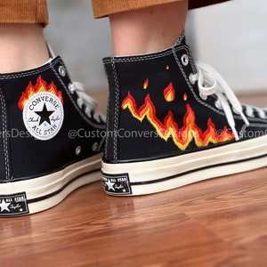 Custom Converse Chuck Taylor 1970s/embroidered Fire Converse/fire ...