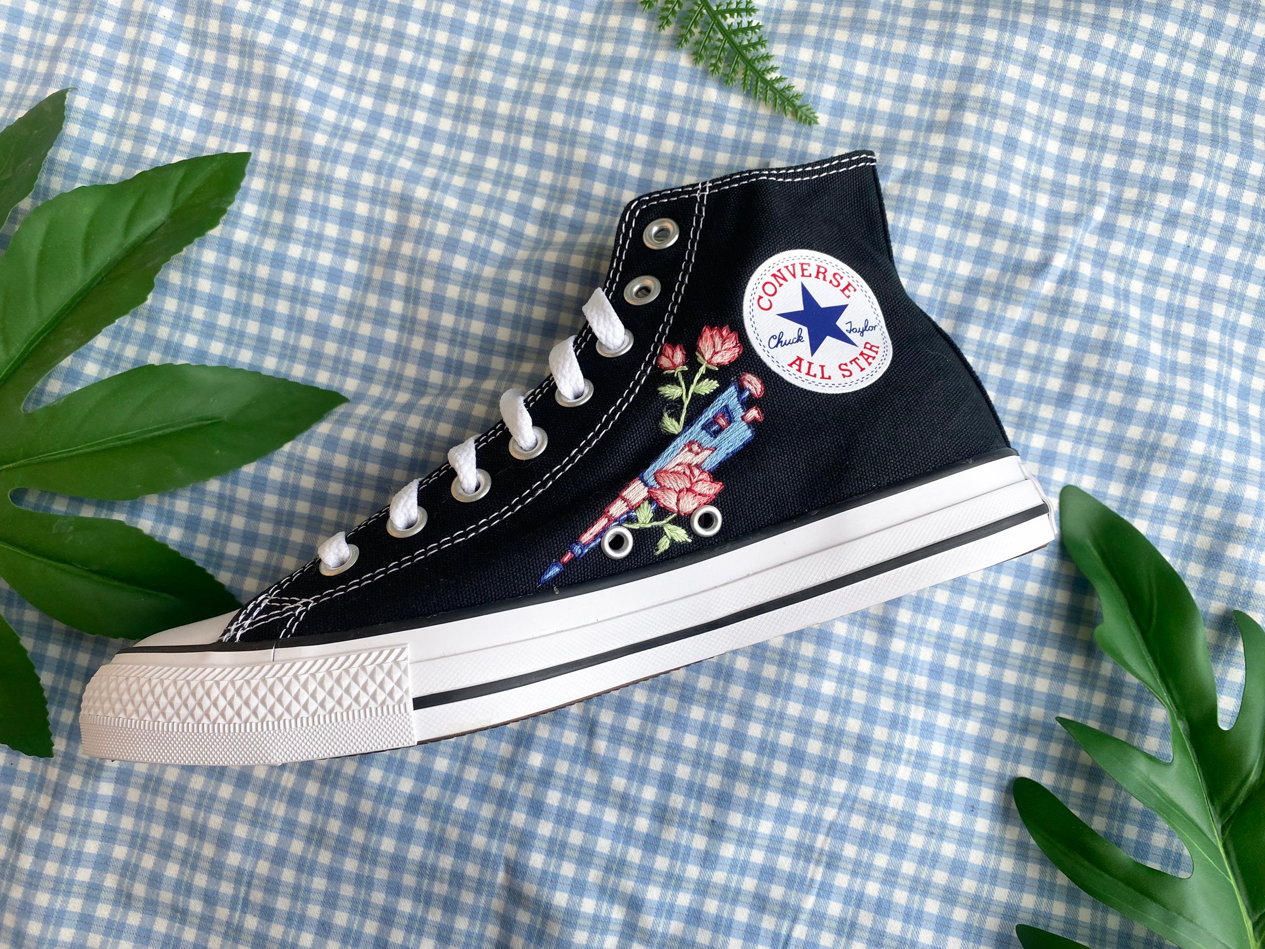 Embroidered Converse/ Converse Custom Logo Bouquets and - Etsy