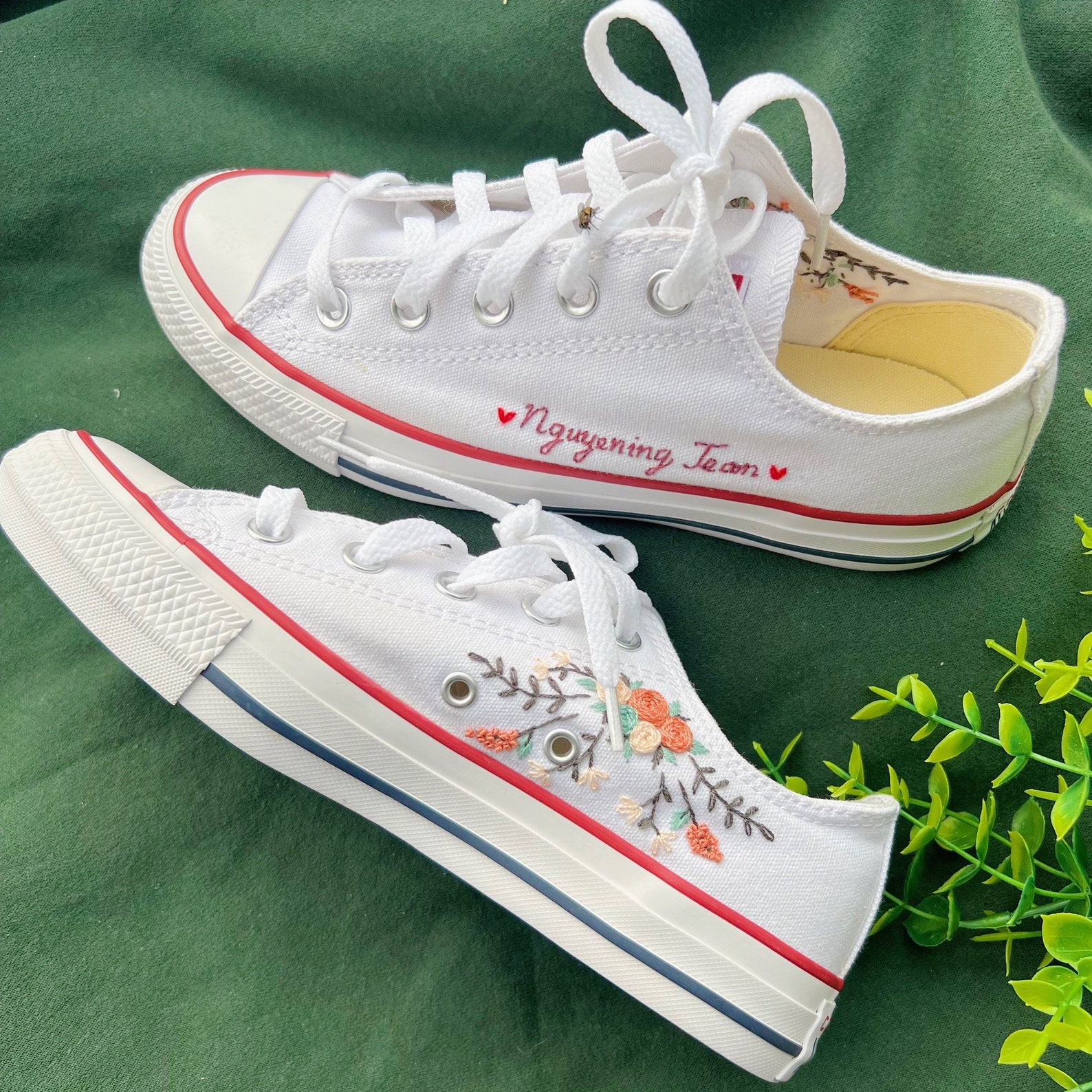 Embroidered Converse/wedding Converse/converse Low Tops - Etsy