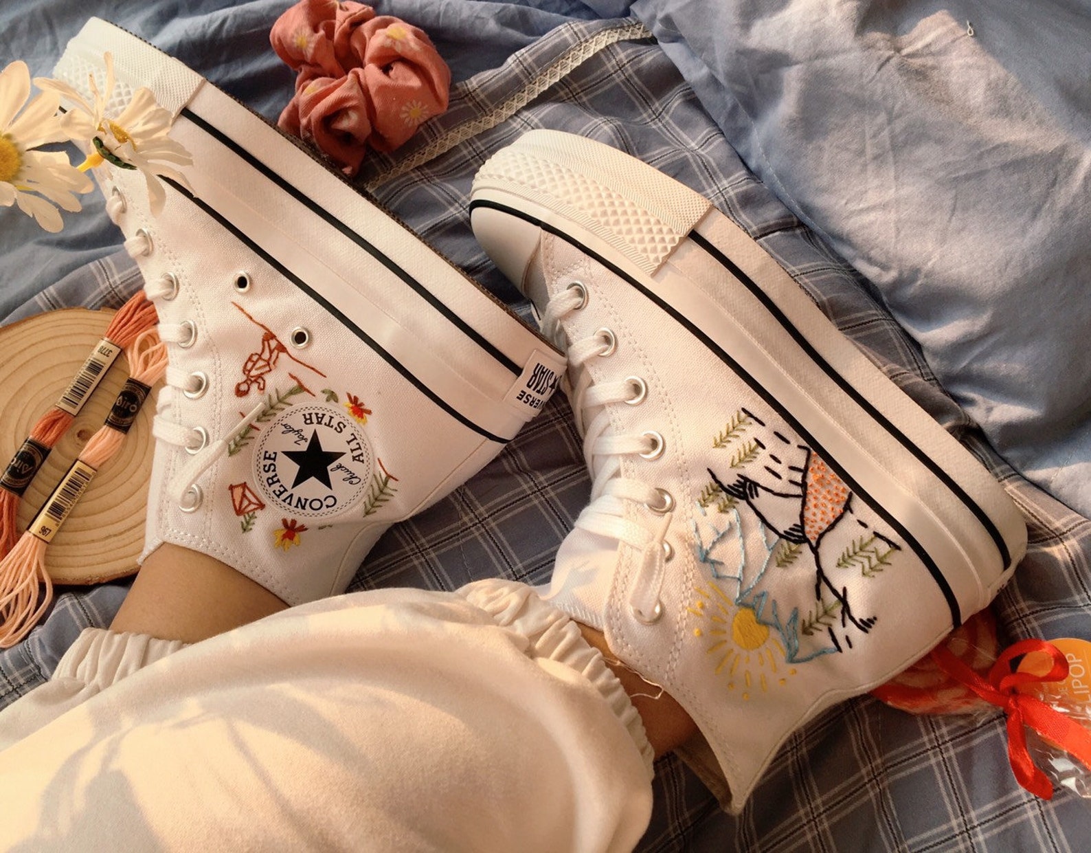 Converse Platform Embroidered/ Converse Custom Flower - Etsy