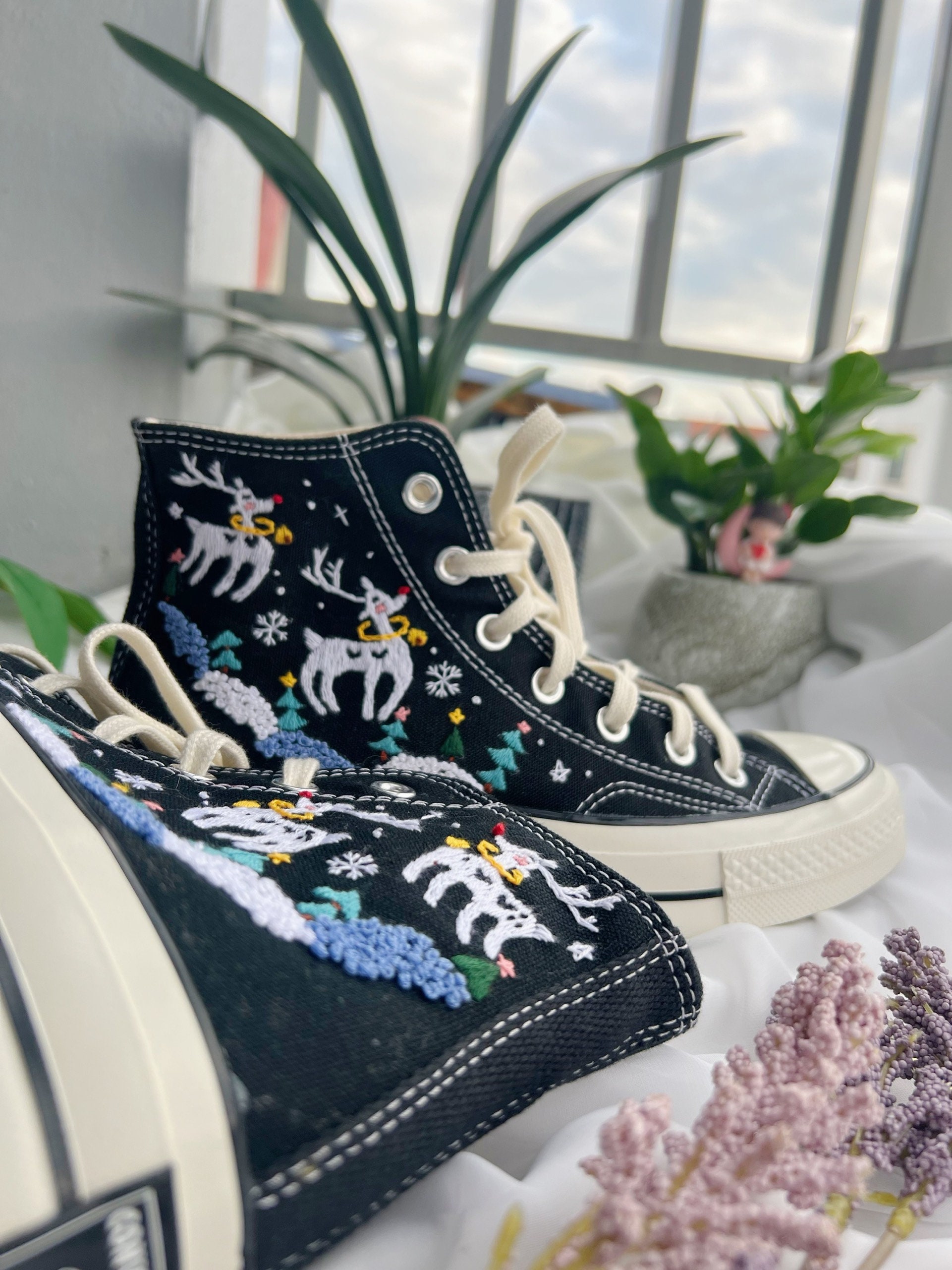 Embroidered Converse/custom Converse/converse High Tops - Etsy