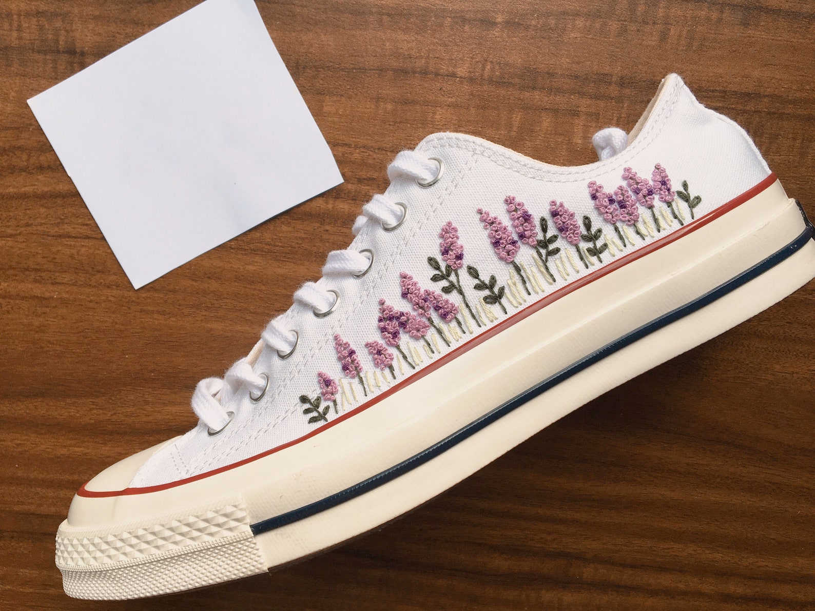 Embroidered Converse/custom Lavender/custom LOW Flower - Etsy