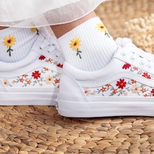 Bridal Flowers Embroidered Vans Wedding, Custom Vans Embroidered ...
