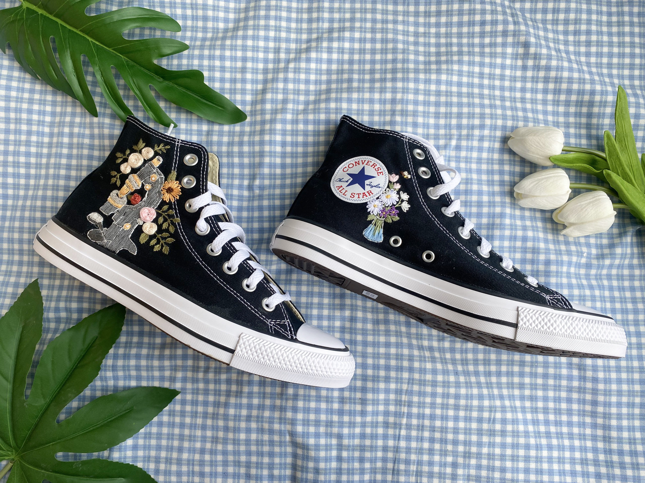 Embroidered Converse/ Converse Custom Logo Bouquets and - Etsy