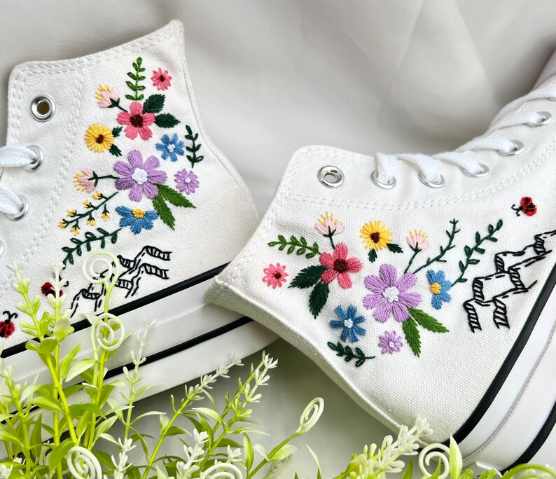 Embroidered Converse/custom Converse Platform/wedding Converse Mountain ...