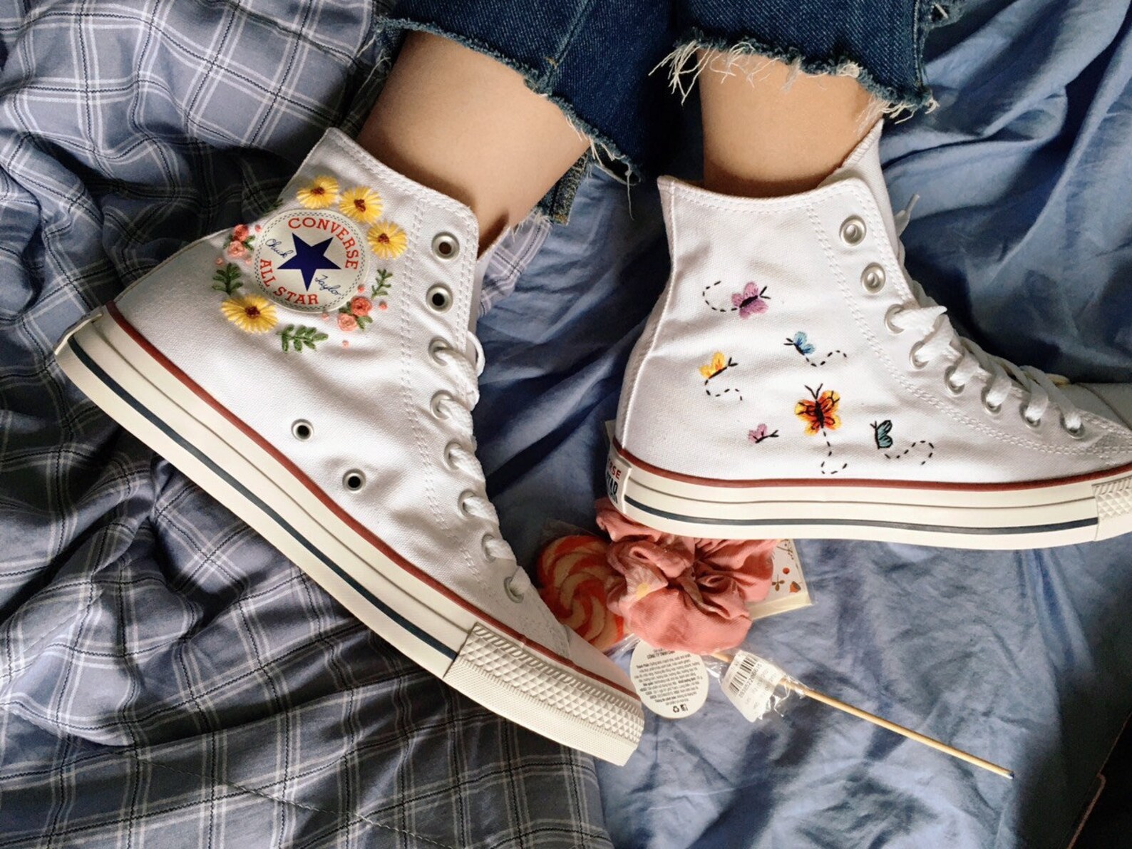 Custom Converse Embroidery/ Embroidered Butterfly Converse/ | Etsy