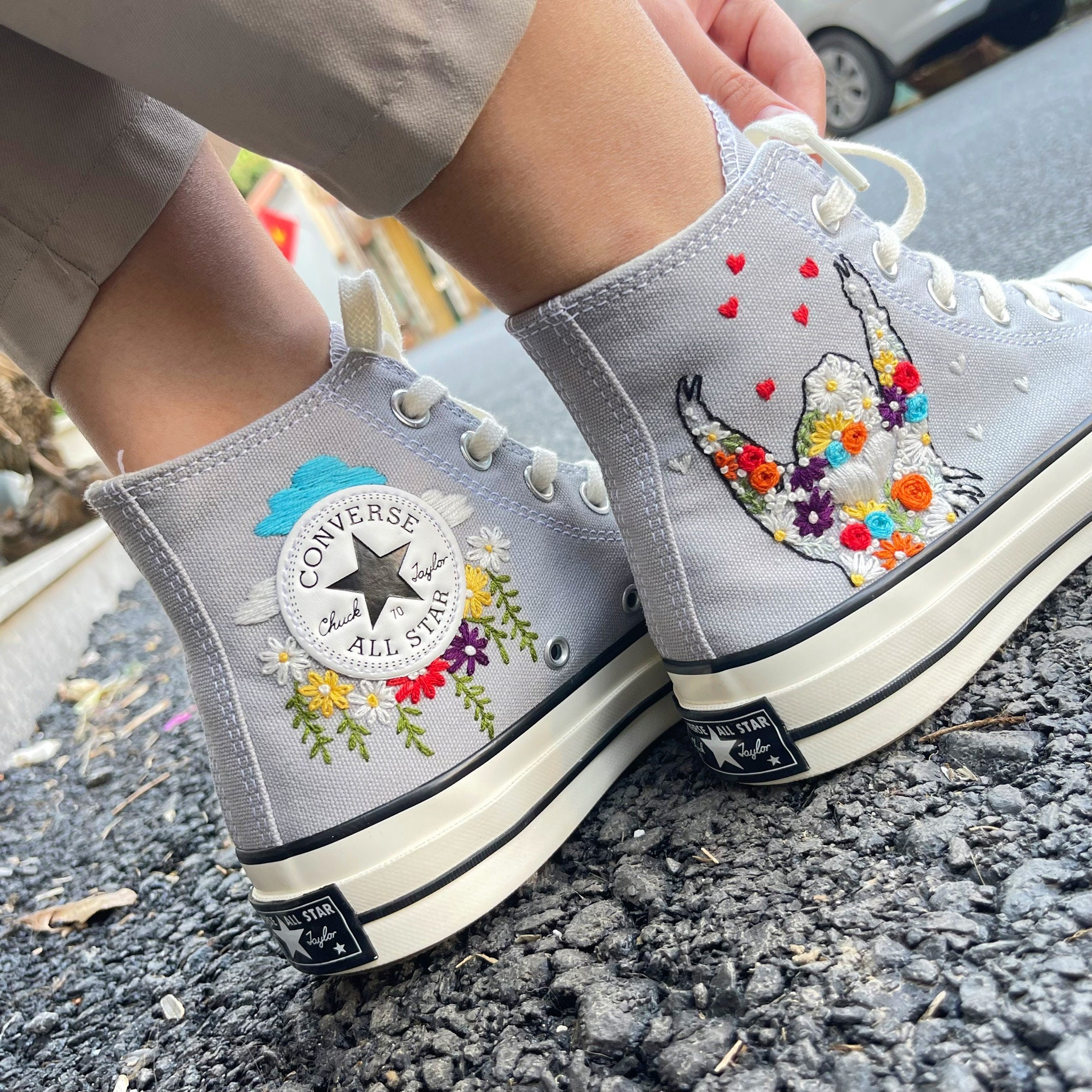 Embroidered Converse Flower