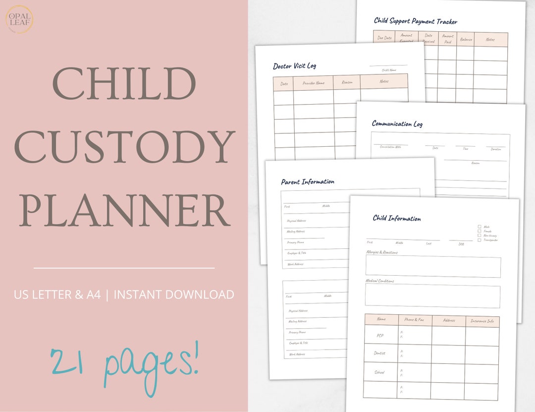 Custody Planner for Divorce, Child Custody Log, Divorce Planner for ...