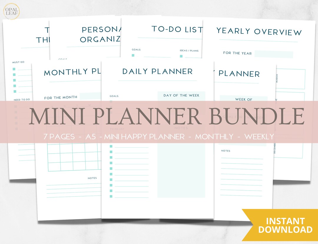 Mini Happy Planner Template, Printable Mini Planner Set, Inserts for ...
