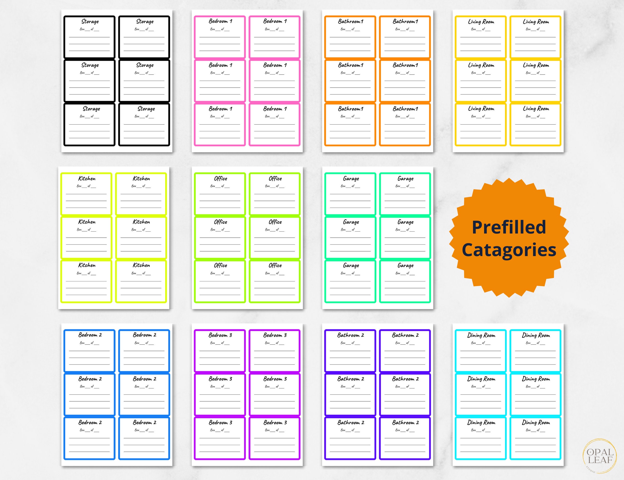 Printable Moving Labels Easy to Print Labels for Boxes Color - Etsy