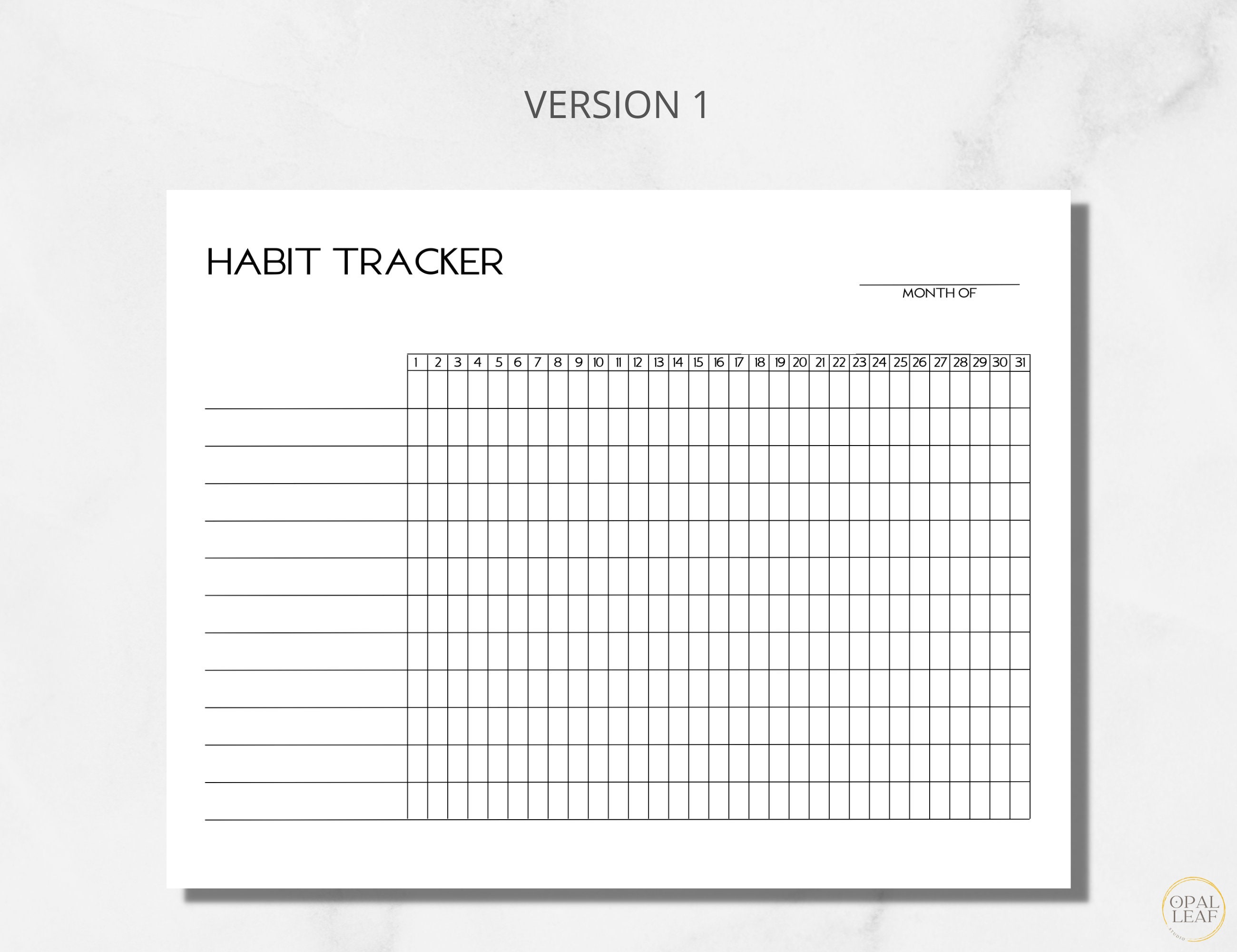 Minimalist Daily Habit Tracker, Monthly Printable Landscape Habit ...