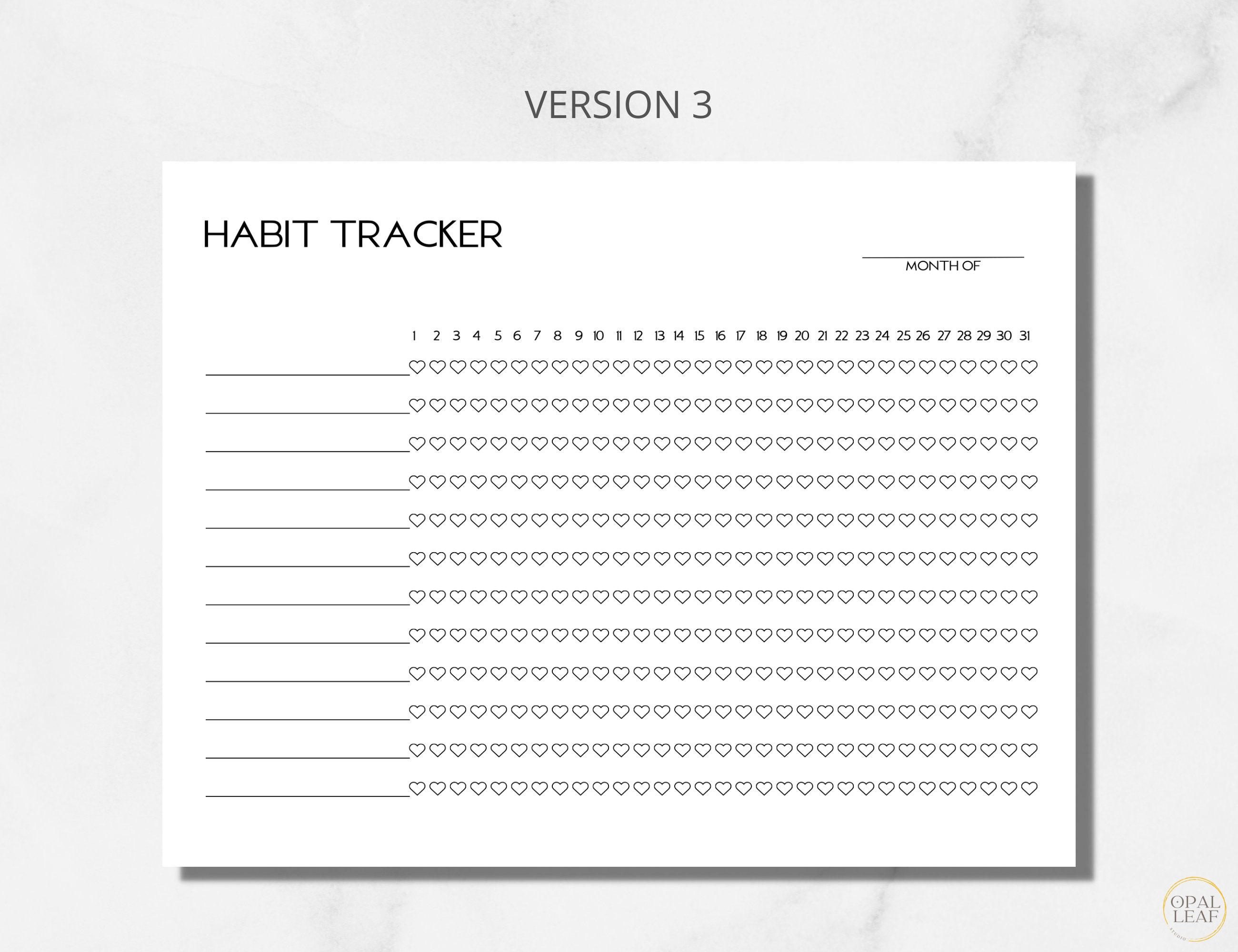 Minimalist Daily Habit Tracker, Monthly Printable Landscape Habit ...