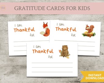 Thanksgiving Gratitude Cards Printable I Am Thankful for - Etsy