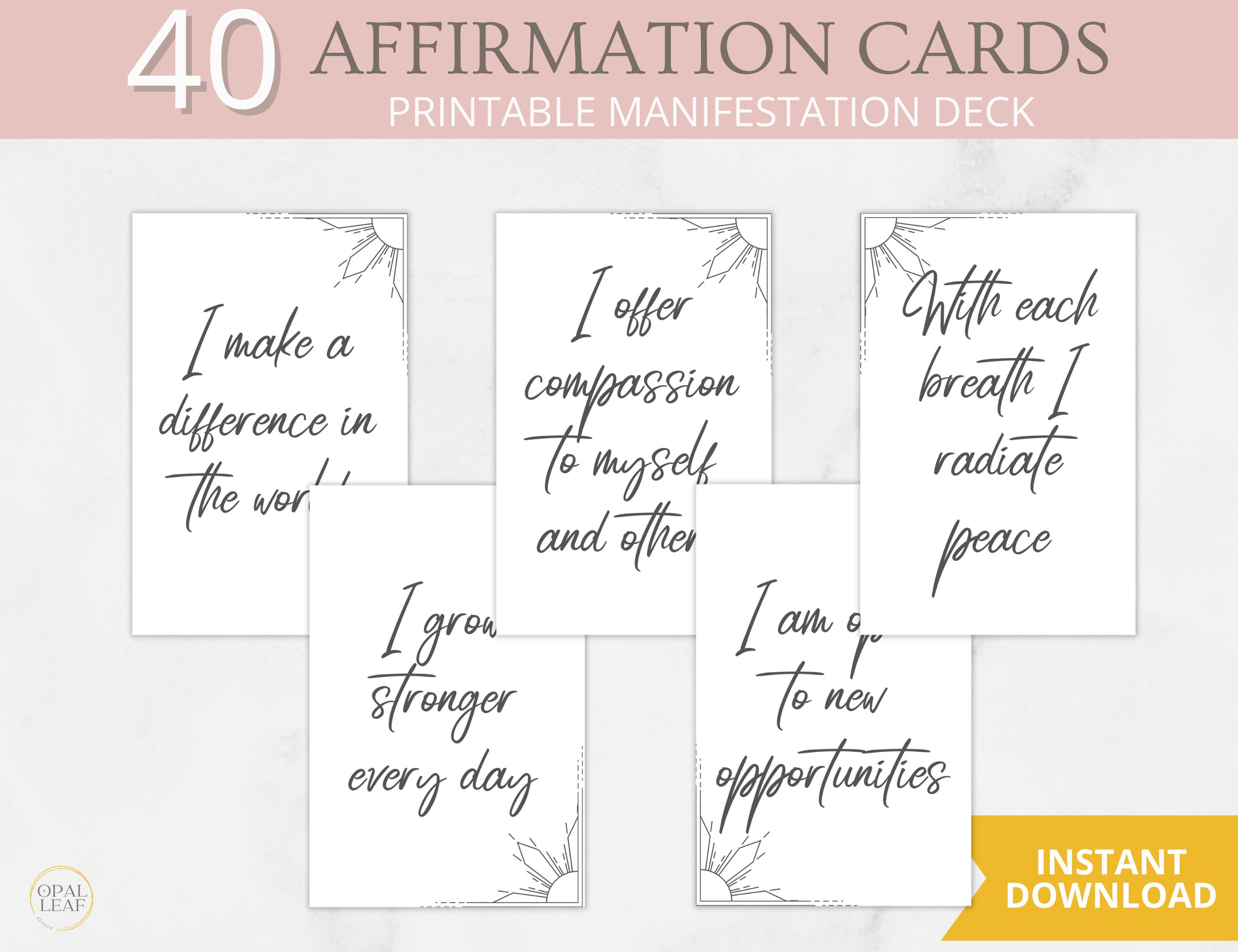 40 Printable Affirmation Cards for Women, Daily Affirmation Card Deck ...