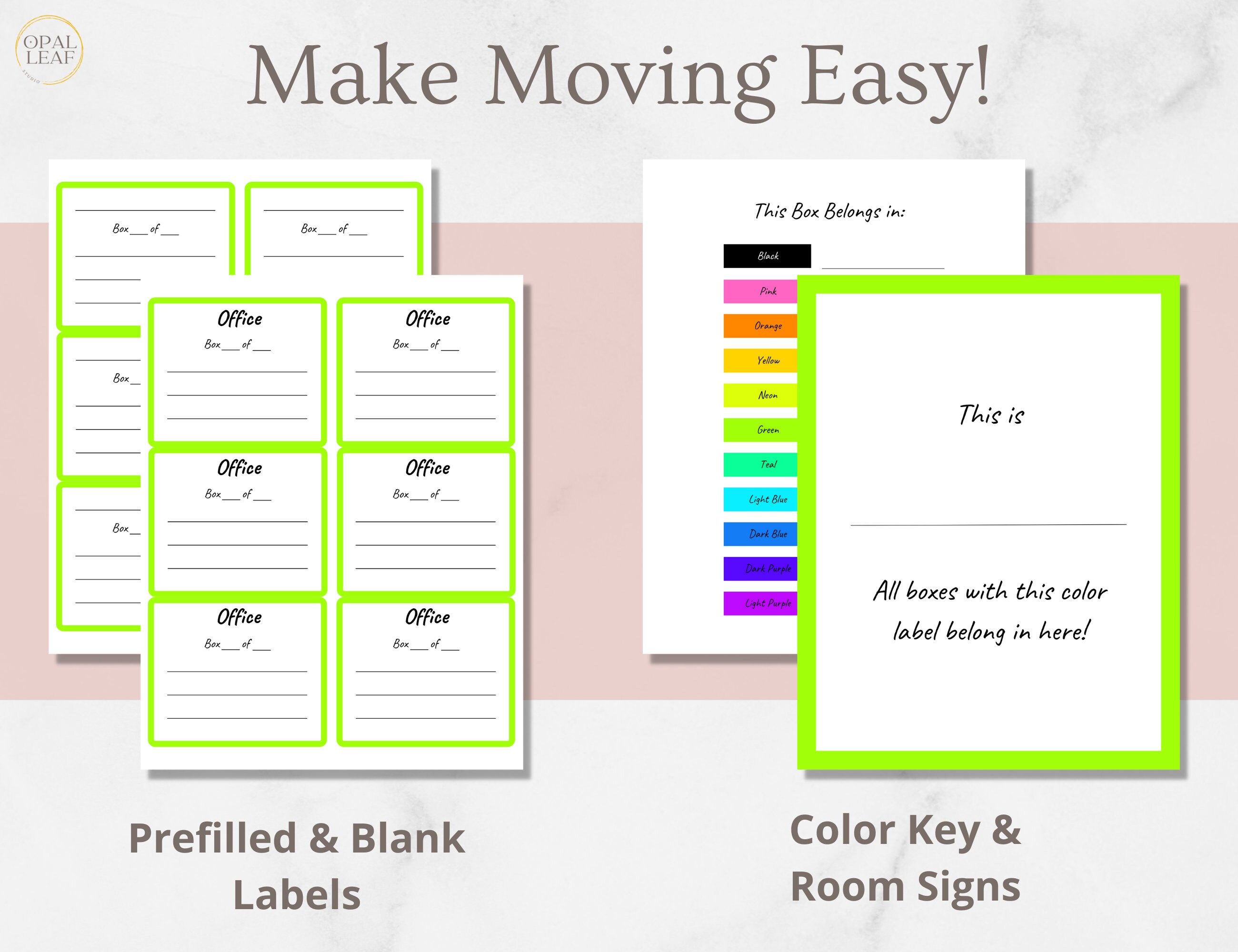 Printable Moving Labels Easy to Print Labels for Boxes Color - Etsy