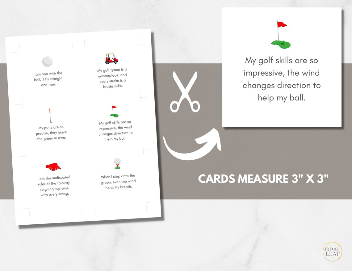 Printable Golf Affirmation Cards, Funny Positive Affirmations for ...