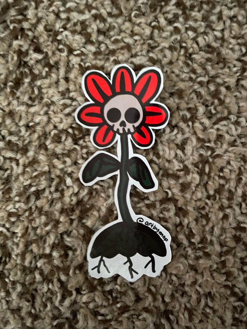 Skull Sticker Flower Sticker Halloween Sticker - Etsy