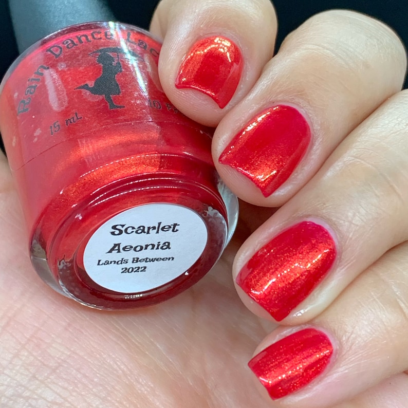 Red Polish With Orange Shimmer- Scarlet Aeonia - Etsy