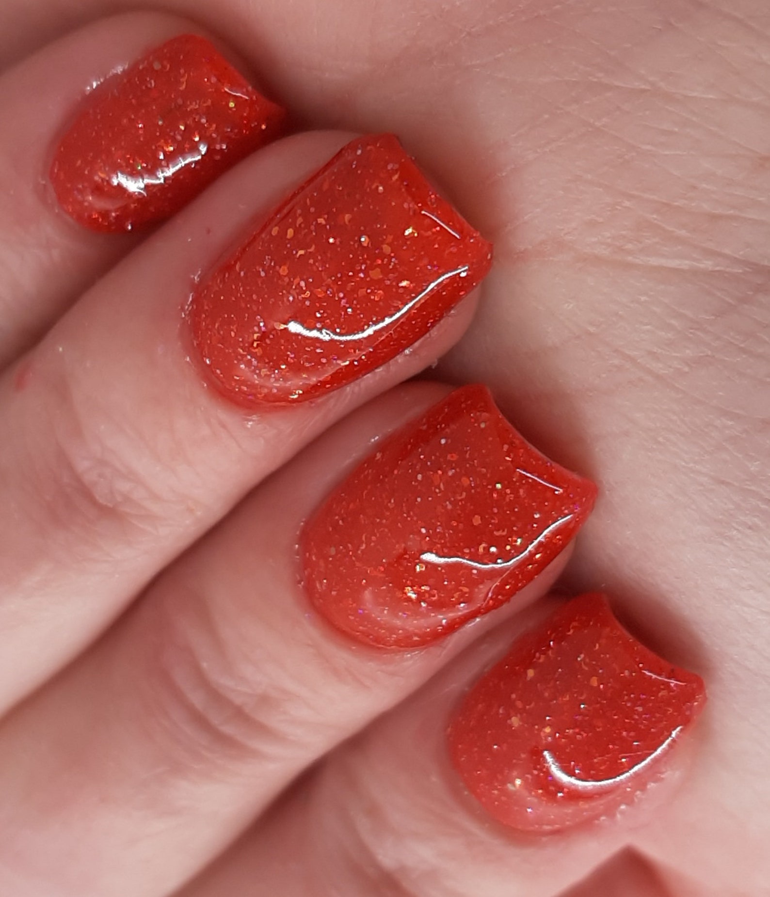 Red Jelly Nail Polish with Holographic and Iridescent Glitter | Etsy