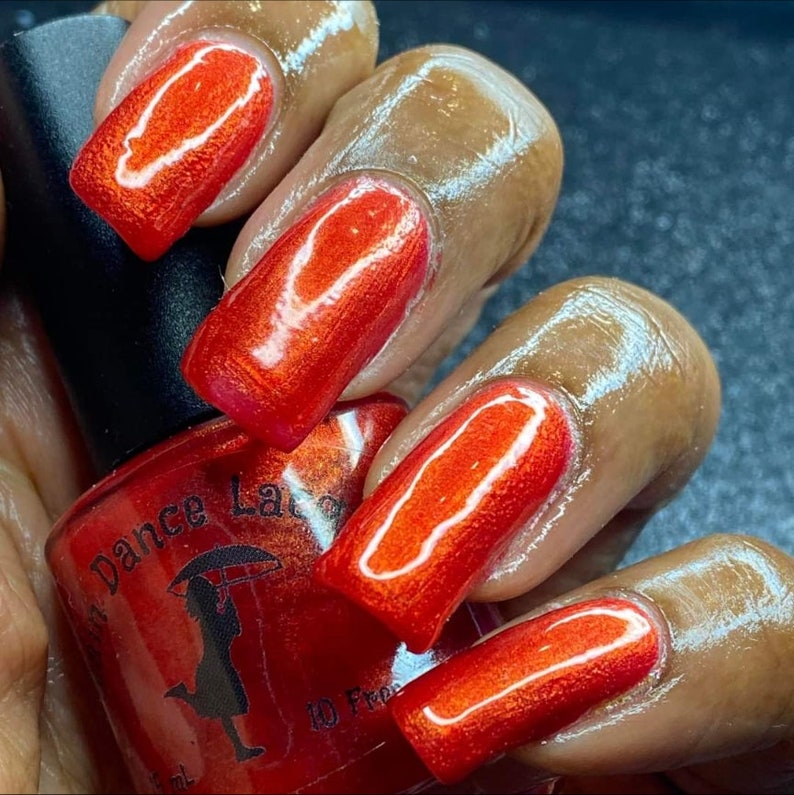 Red Polish With Orange Shimmer- Scarlet Aeonia - Etsy