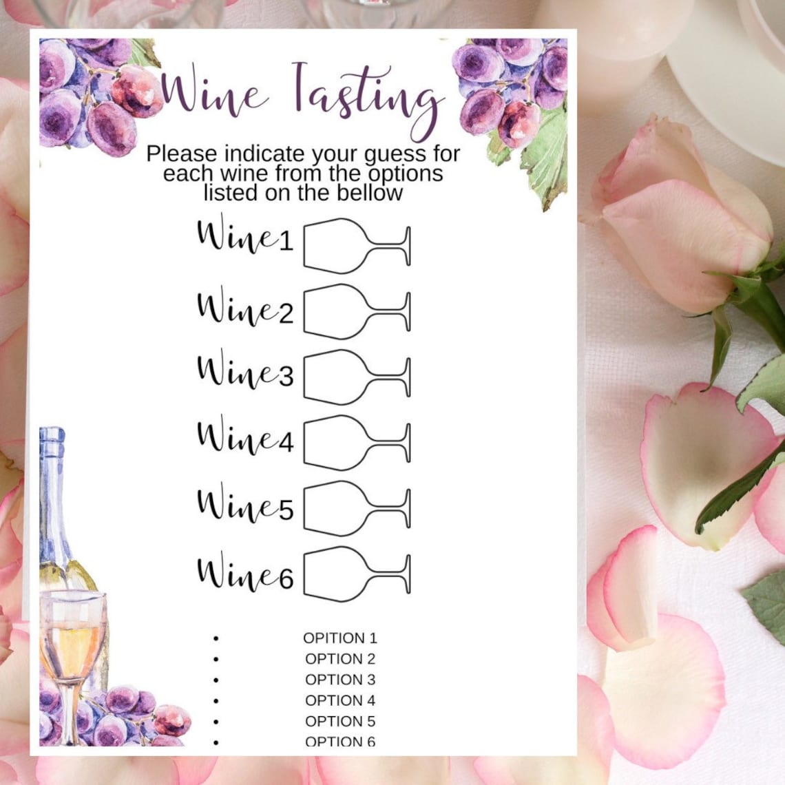 Wine Tasting Bridal game Wedding Shower Game Bridal Party | Etsy