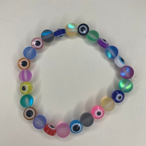 Rainbow Evil Eye Bracelet - Etsy