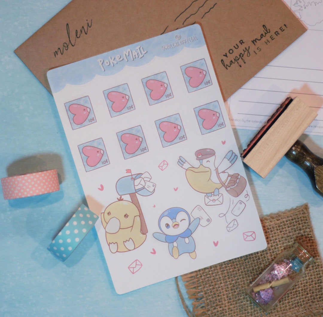 Pokémon Mail Sticker Sheet Bullet Journal Stickers, Planner Stickers ...
