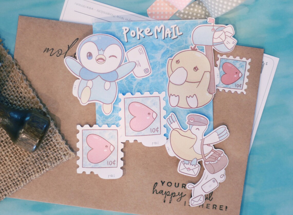 Pokemon Mail Die Cut Sticker Bullet Journal Stickers - Etsy