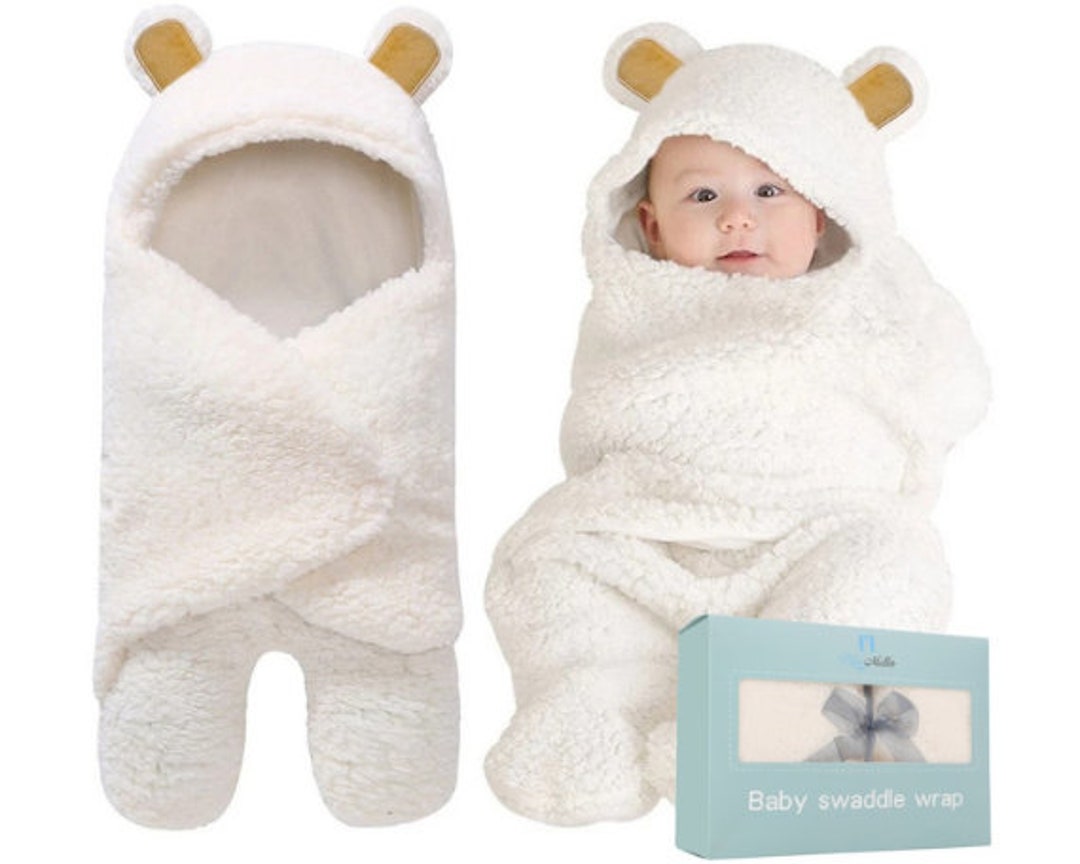 Ultra-soft Baby Bear Swaddle Blanket for Infants 0-6 Months Receiving Swaddling Wrap White ...