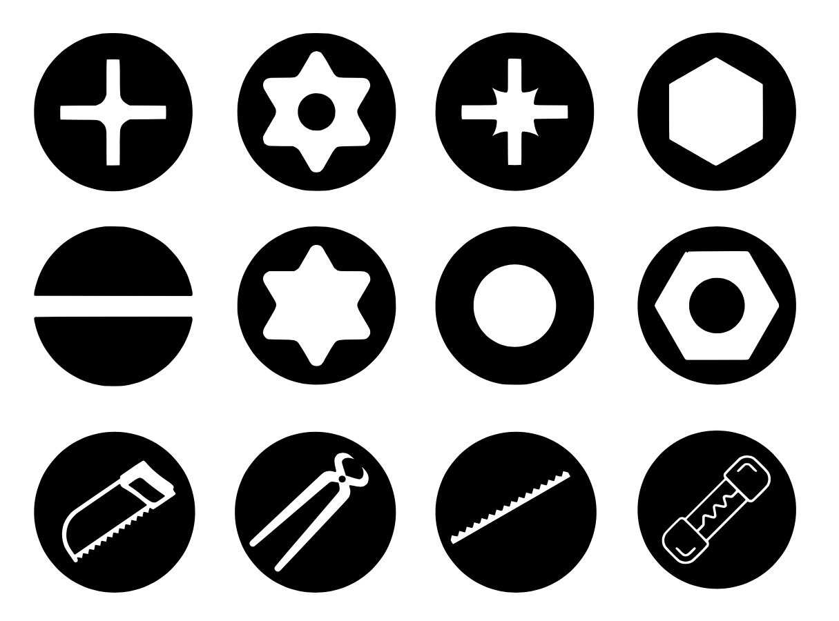 Toolbox Organisation Labels Tools Icons Custom Vinyl Decal Stickers for ...