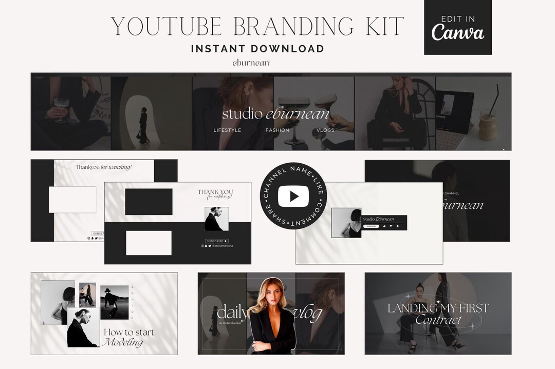 Youtube Branding Kit, Youtube Banner Kit, DIY Video Banner Template ...