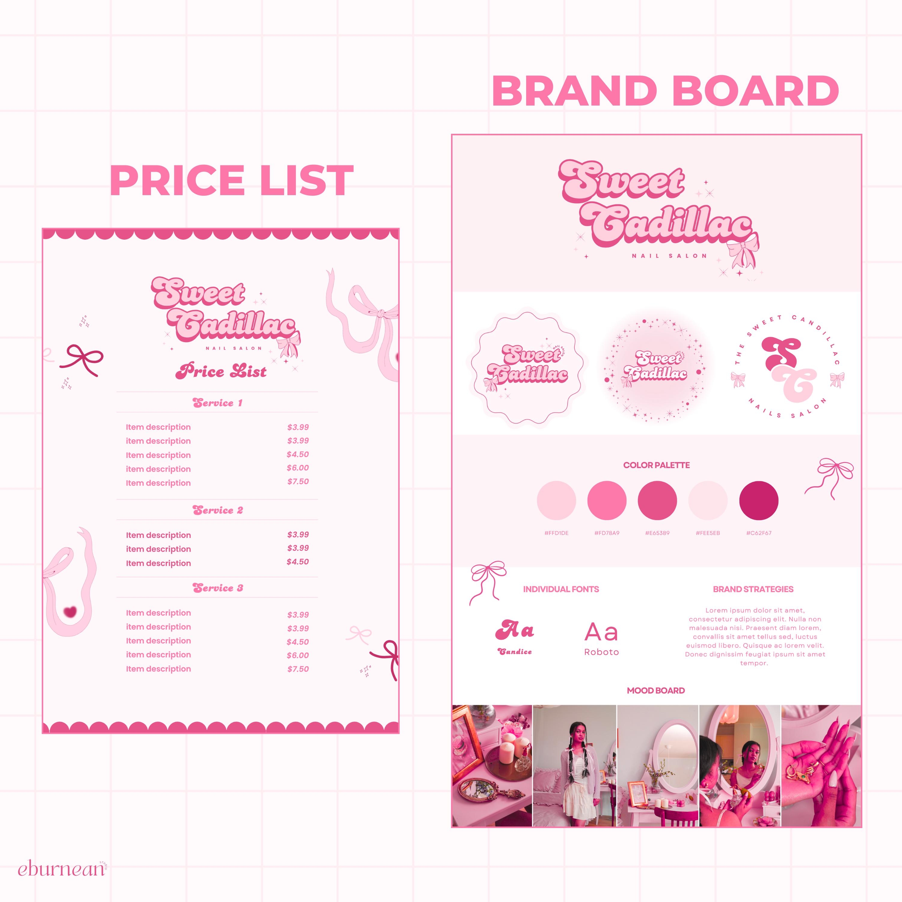 Pink Branding Kit, Editable Canva Logos, Business Card & Social Media ...