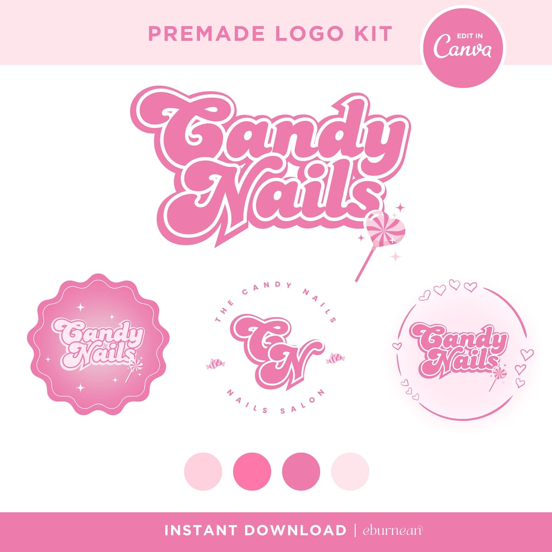 Pink Logo Editable, Premade Pink Logo Design Canva Template, Girly ...