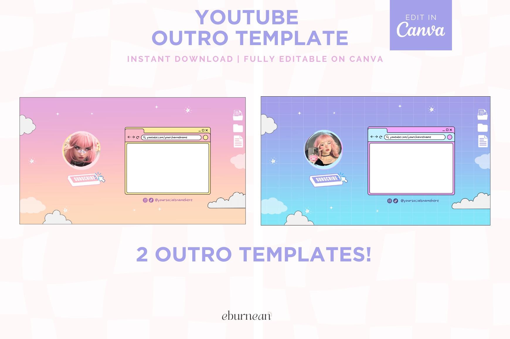 Youtube Outro Template Canva | Cute Colorful Retro Youtube Endslate ...