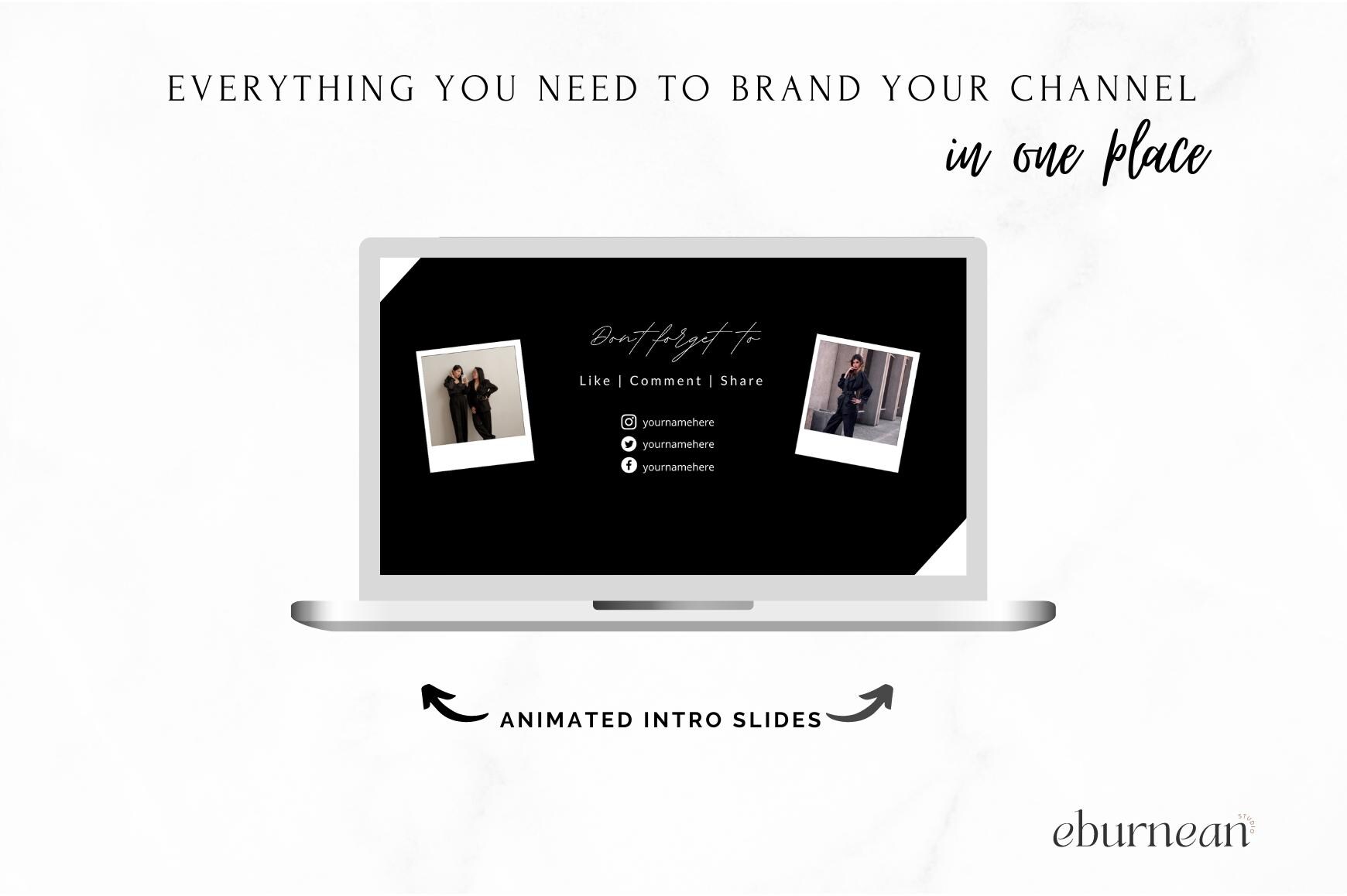 Black Youtube Branding Kit, Youtube Banner Kit, Youtube Channel Art ...