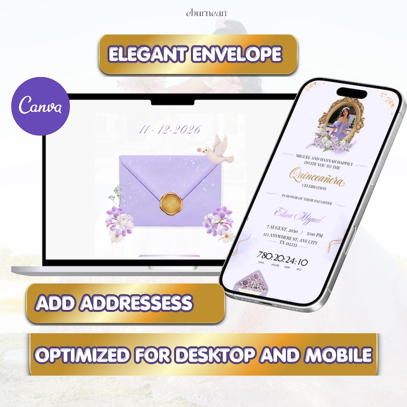 Digital Quinceañera Invitation Sweet 16 Website With Editable RSVP ...