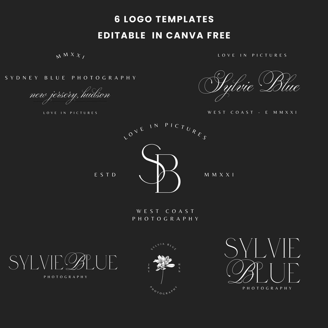 Minimalist Photographer Logo Template, Editable Canva Watermark Logo ...