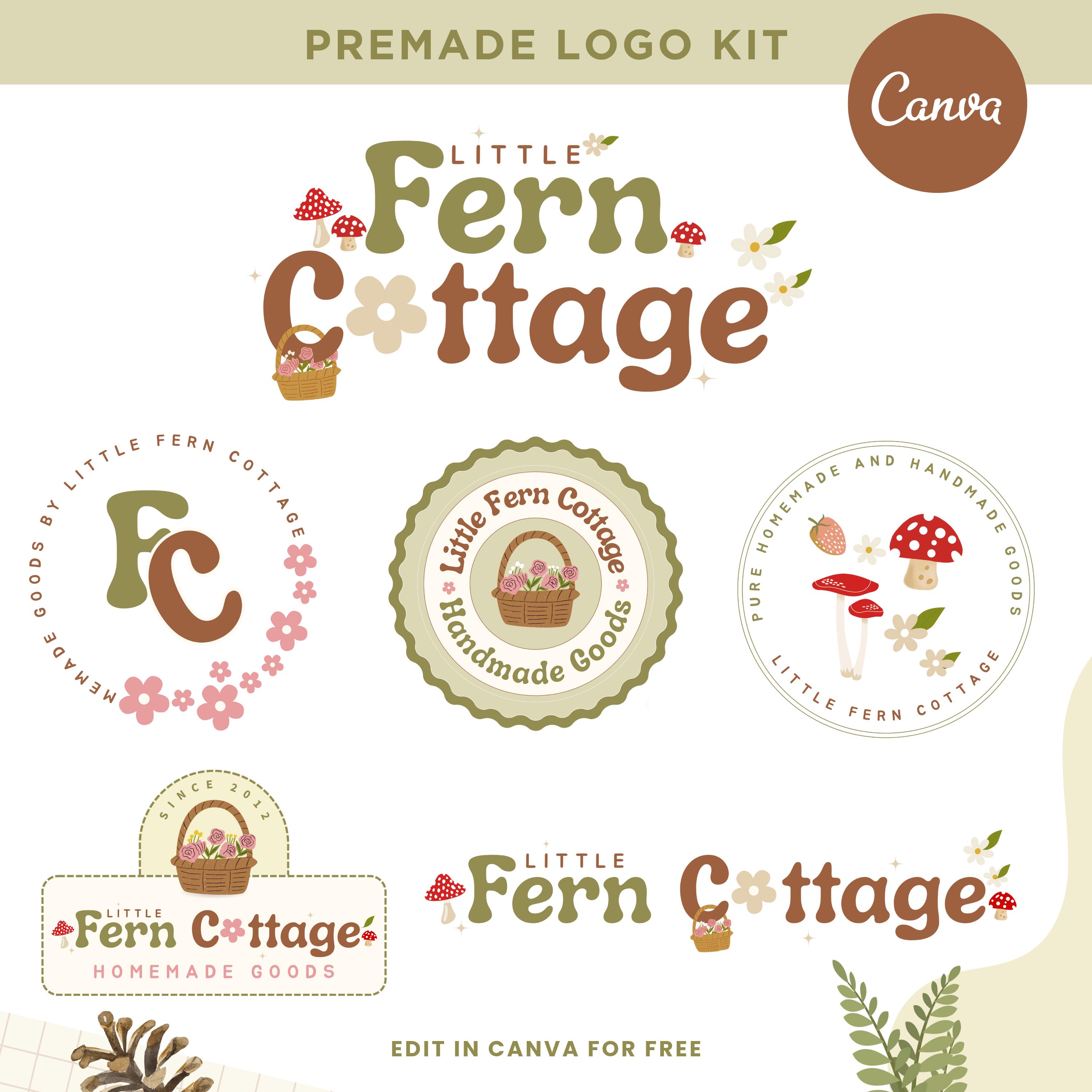 Cottagecore Logo Design, Editable Canva Logo Template, Boho Logo for ...