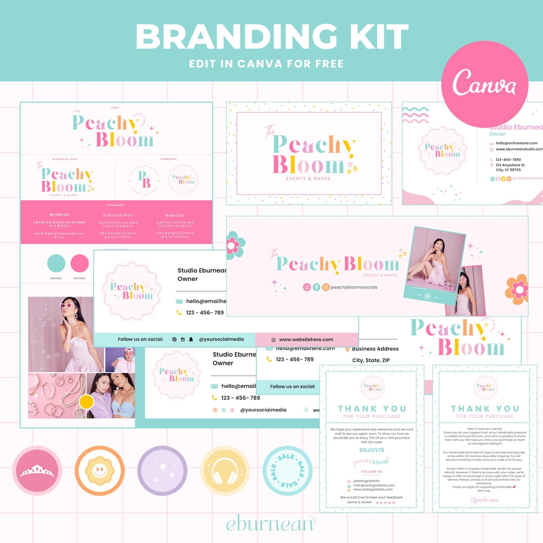 Branding Kit Bright Pastel Colorful, DIY Colorful Branding Package ...