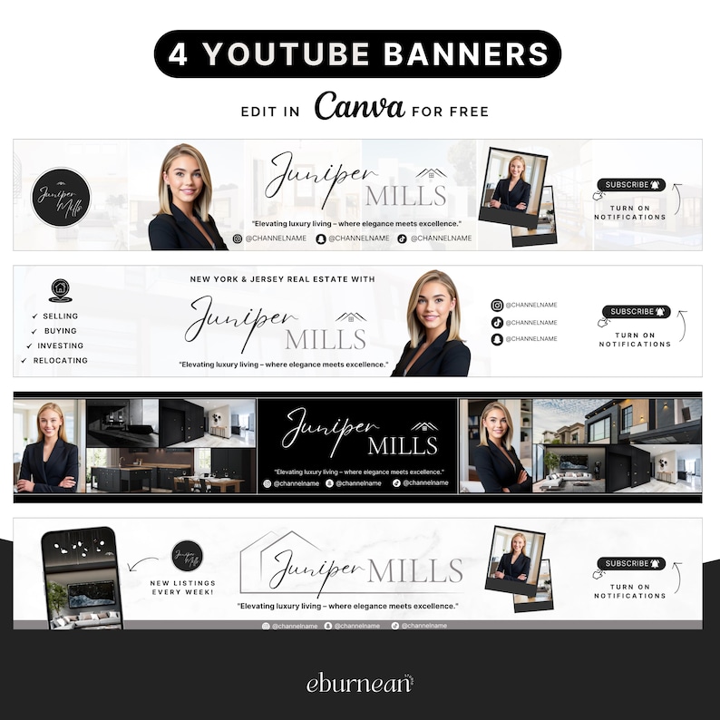 DIY Real Estate Youtube Banner Template, Youtube Branding for Realtor ...