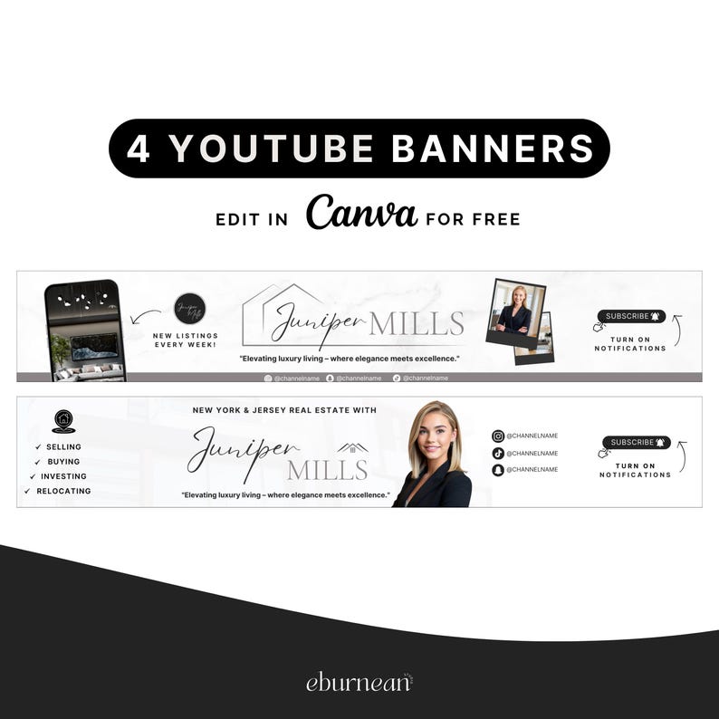 DIY Real Estate Youtube Banner Template, Youtube Branding for Realtor ...