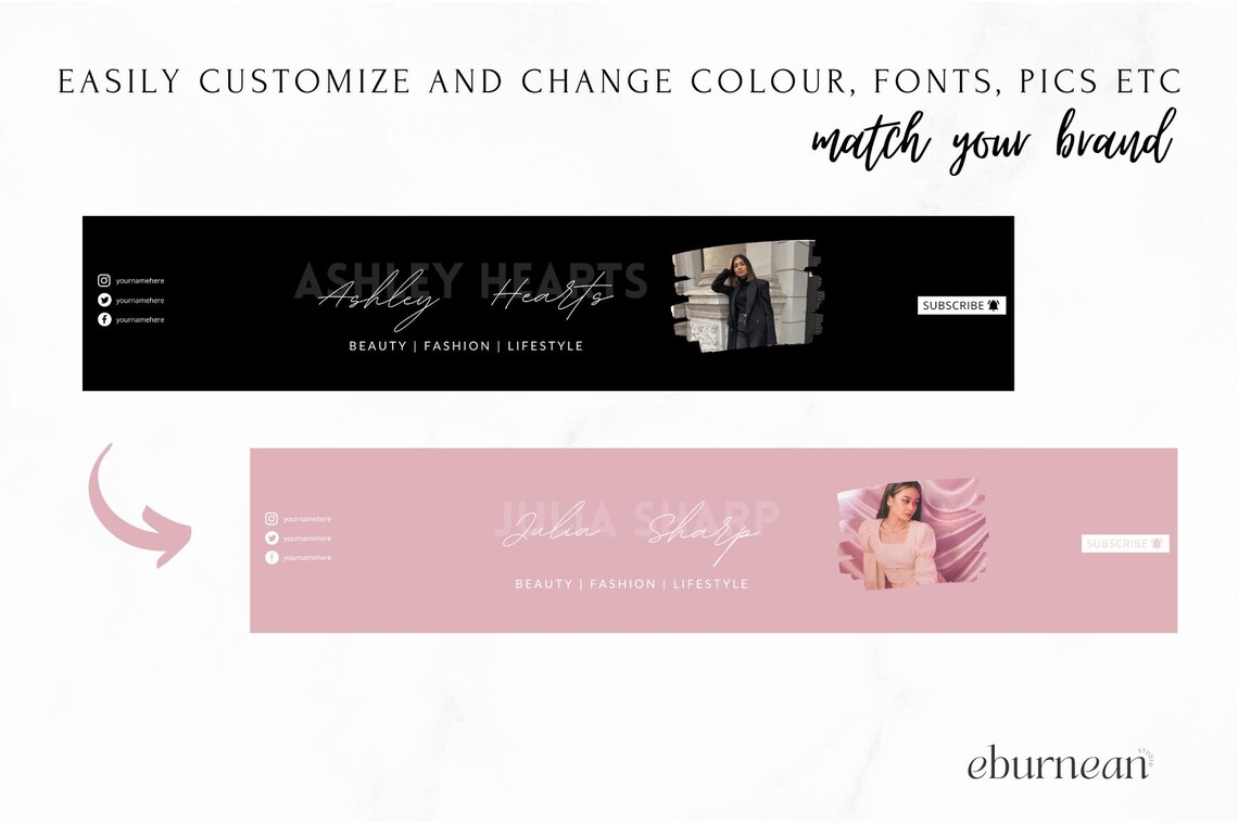 Black Youtube Branding Kit, Youtube Banner Kit, Youtube Channel Art ...