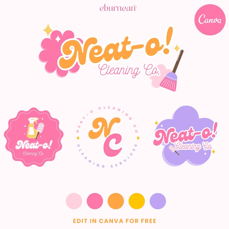 Editable Cleaning Logo Template - DIY Canva Cleaning Service Branding ...