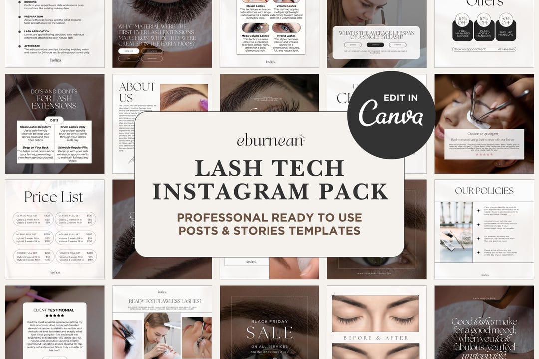 Lash Tech Instagram Templates, Lash Tech Social Media Posts, Lashes ...