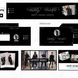 Black Youtube Branding Kit, Youtube Banner Kit, Youtube Channel Art ...